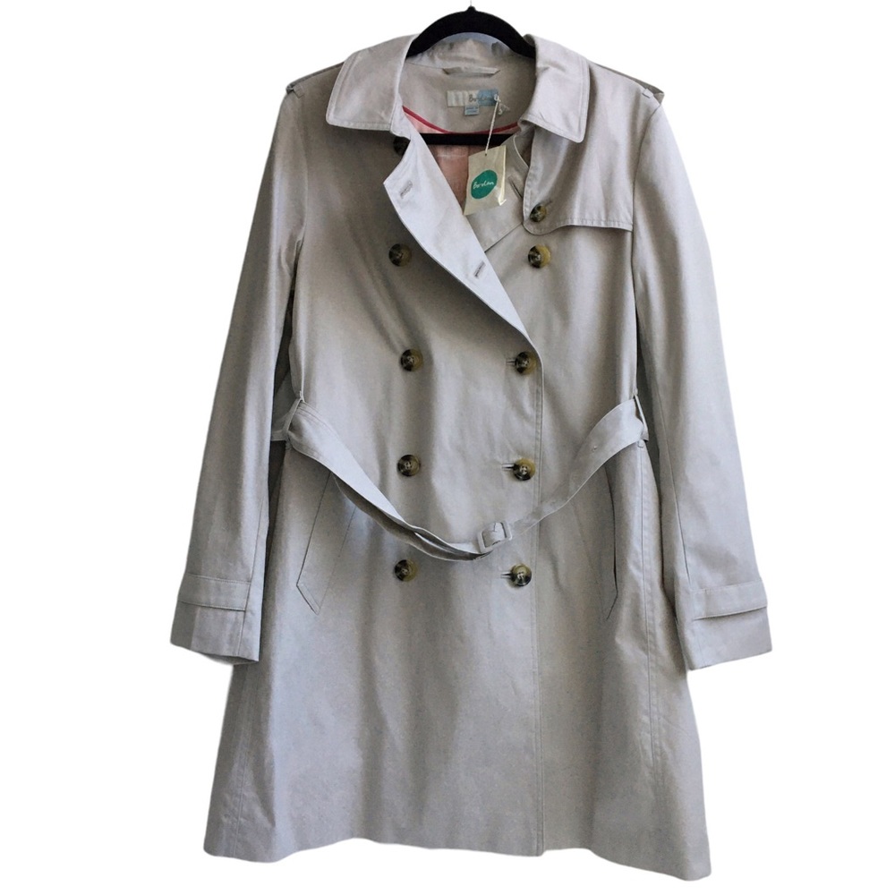 Boden Double Breasted Belted Lined Trench Coat Cream … - Gem